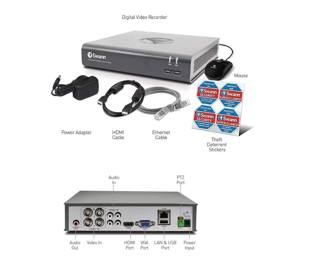 Swann 4580 DVR 44580 4 Channel Digital Video Recorder HDMI, VGA, Remote Access, Works Will Select Swann Cameras Only, See Details