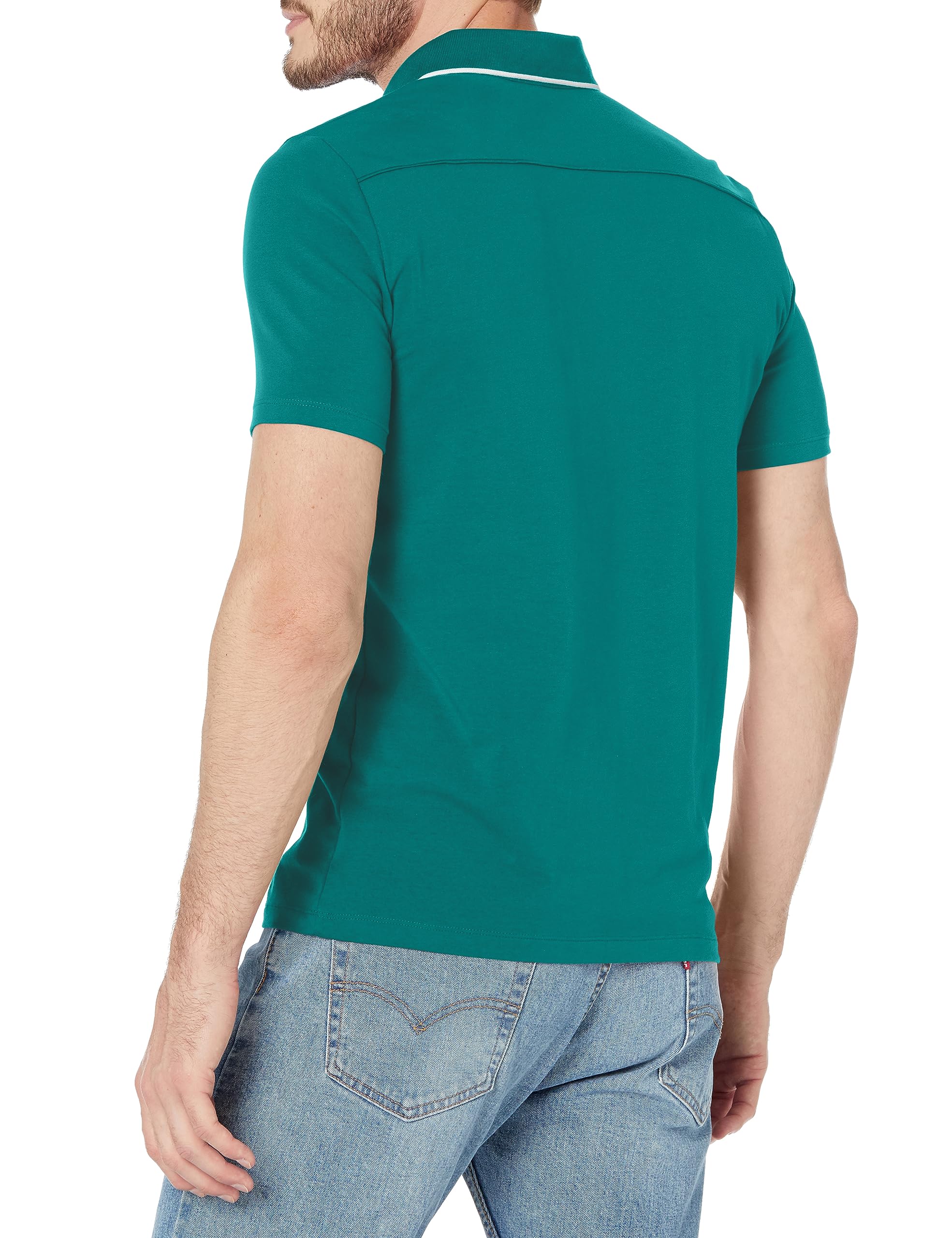 A | X ARMANI EXCHANGE Men's Solid Jersey Polo, Lipstick Red, Extra Large