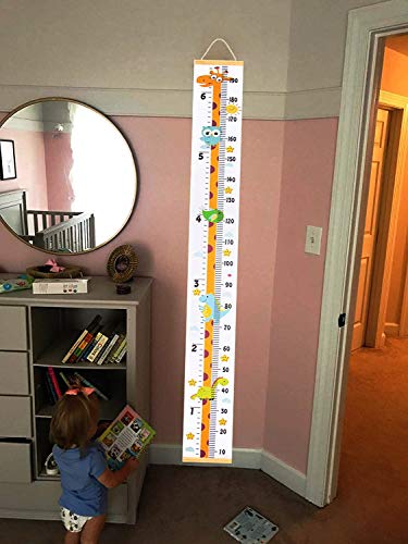 JJGoo Baby Growth Height Chart Hanging Ruler Wall Decor for Kids, Canvas Removable Height Growth Chart 79" x 7.9"(Giraffe)