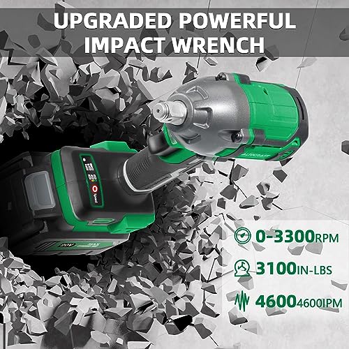 ALTOCRAFT Brushless Cordless Impact Wrench 1/2 Inch,20V High Torque Impact Gun, 4.0Ah Battery,280 ft-lbs(380 Nm),1 Hour Fast Charger,7 Sockets 3 Driver Bits,Belt Clip and Tool Bag