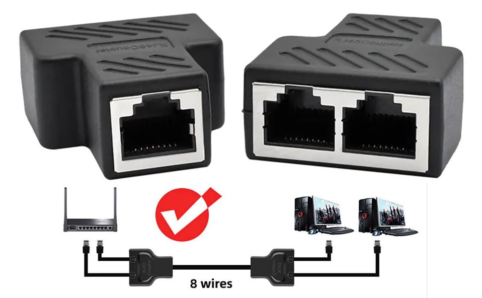 ChenYang RJ45 Splitter Adapter Cat6 RJ45 8P8C Socket 1 to 2 Ethernet Network LAN Ethernet Splitter Connector Adapter