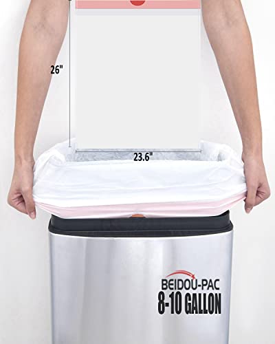 BEIDOU-PAC Trash Bags 8-10 Gallon Drawstring, 120 Count, Multifold Roll Garbage Bags, Large Kitchen Trash Bags, Odorless & Heavy Duty White Plastic Food Scrap Bags for Bathroom Bedroom Office Waste