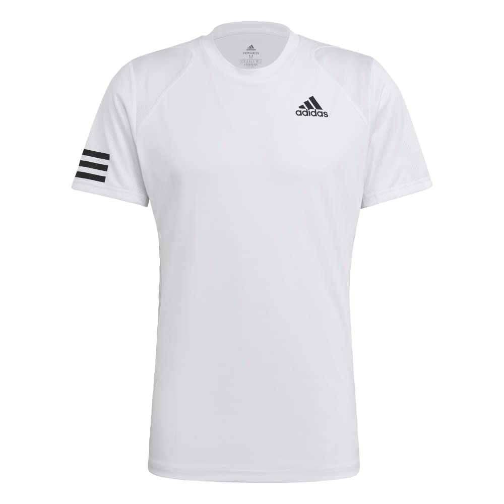 adidas Men's Club Tennis 3-Stripes Tee, White/Black, Large