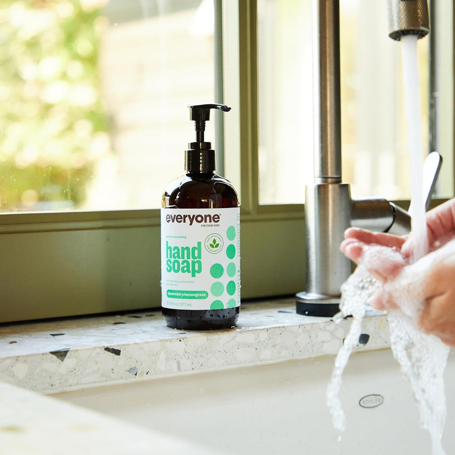 Everyone Liquid Hand Soap, 12.75 Ounce (Pack of 1), Spearmint and Lemongrass, Plant-Based Cleanser with Pure Essential Oils