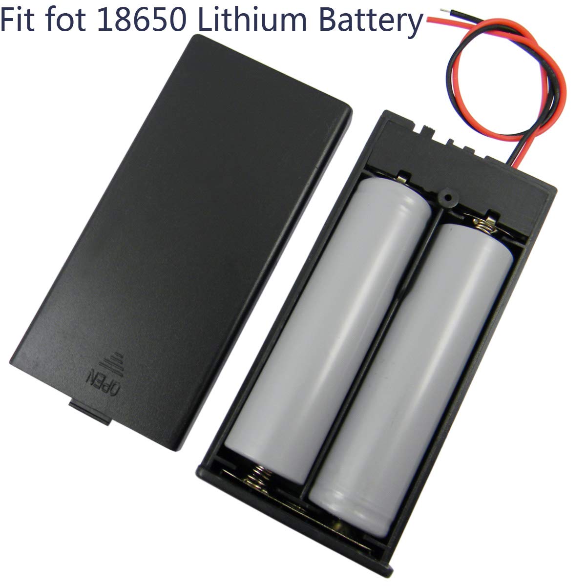 QY 3Set Black 18650 Lithium Battery Holder Case Storage Box with Thicker Wires and ON/Off Switch