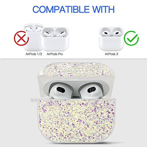 Case Cover Compatible with AirPods 3rd Generation 2021 Protective Case ARBLEL [epoxy Resin Glitter Shell Case] for Airpods 3 Women Girls Cute Twinkle Case,with Keychain (case Clear white-02)