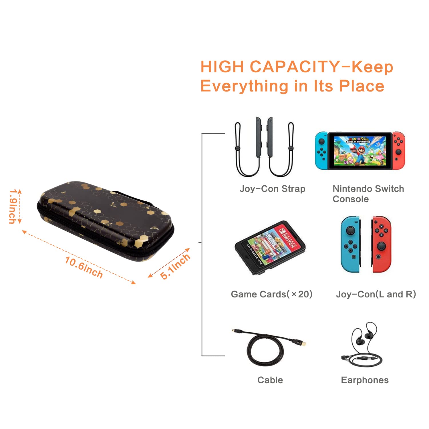 Drodalala Nintendo Switch Carrying Case OLED 2021, Nintendo Switch Case 2017 Girls, 20 Game Card Slots for Nintendo Switch Console Joy-Con, Dockable Heystop Protective Controller Case Accessories