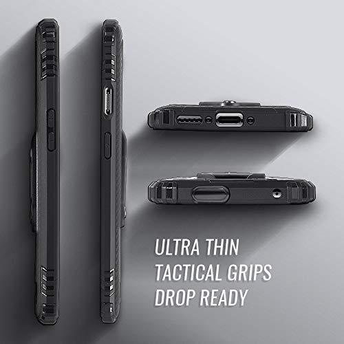 Shields Up OnePlus 7 Pro Case | 10ft. Drop Tested | Carbon Case | Ultra Slim | Lightweight | Scratch Resistant | Shockproof Rugged Protective Cover with Kickstand for OnePlus 7 Pro/ 1+7 Pro -Black