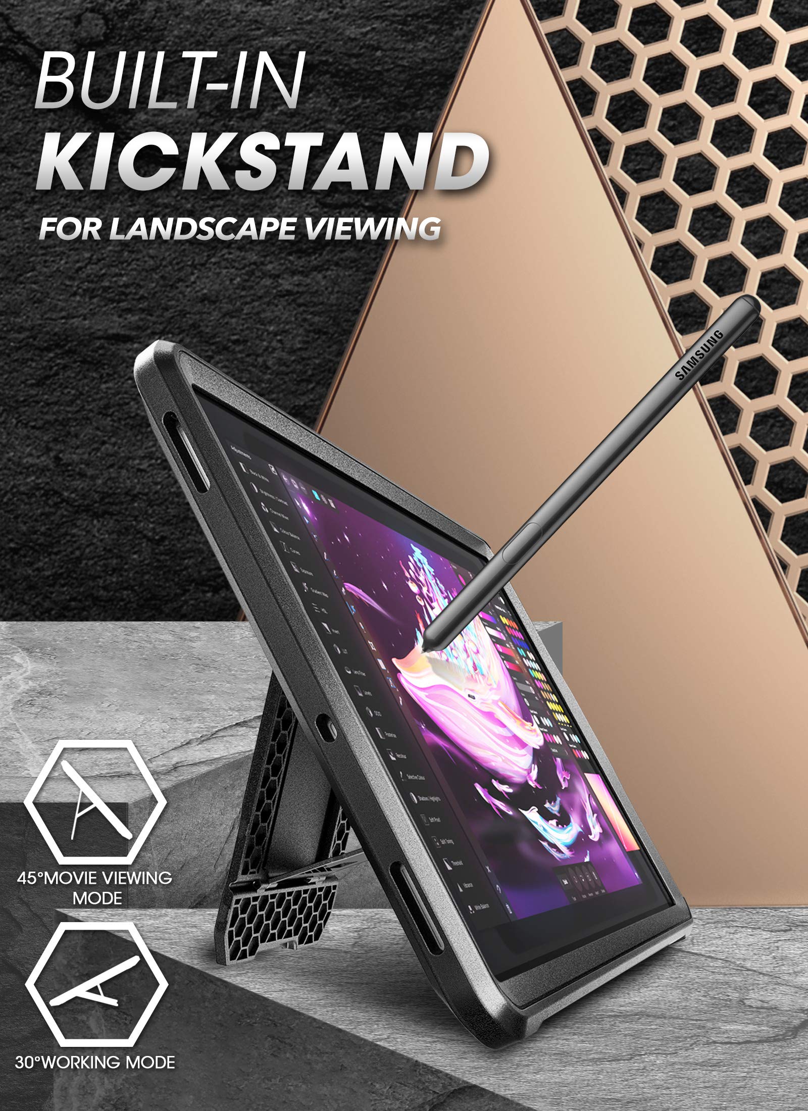 SUPCASE UB Pro Series Case for Galaxy Tab S6, with Built-in Screen Protector Full-Body Rugged Kickstand Protective Case for Galaxy Tab S6 10.5 Inch Model SM-T860/T865/T867 2019 Release (Black)