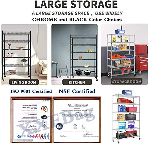 6-Tier Steel Wire Shelving Rack, UltraDurable Commercial-Grade NSF-Certified Storage Rack with Wheels, (350 lbs Capacity per Shelf) Storage Rolling Organizer Wire Rack for Garage Restaurant Kitchen