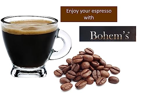 BOHEM'S Espresso Cups, 3.2 oz Small Demitasse Clear Glass Espresso Drinkware, Set of 2, Espresso Shot Glasses, Clear Expresso Coffee Cups, Tazas de Cafe Expreso