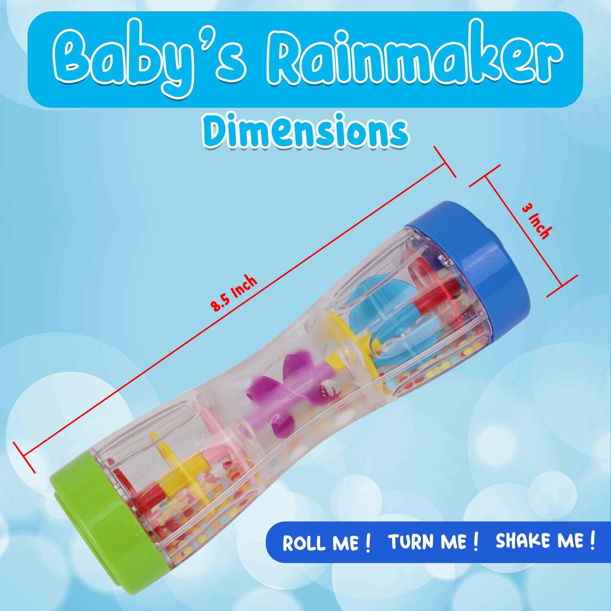 Playkidz 8.5" Rainmaker Rattle Toy for Babies & Toddlers, Kids Rainfall Rattle Tube, Rain Stick Shaker, Music Sensory Auditory Instrument Toy.
