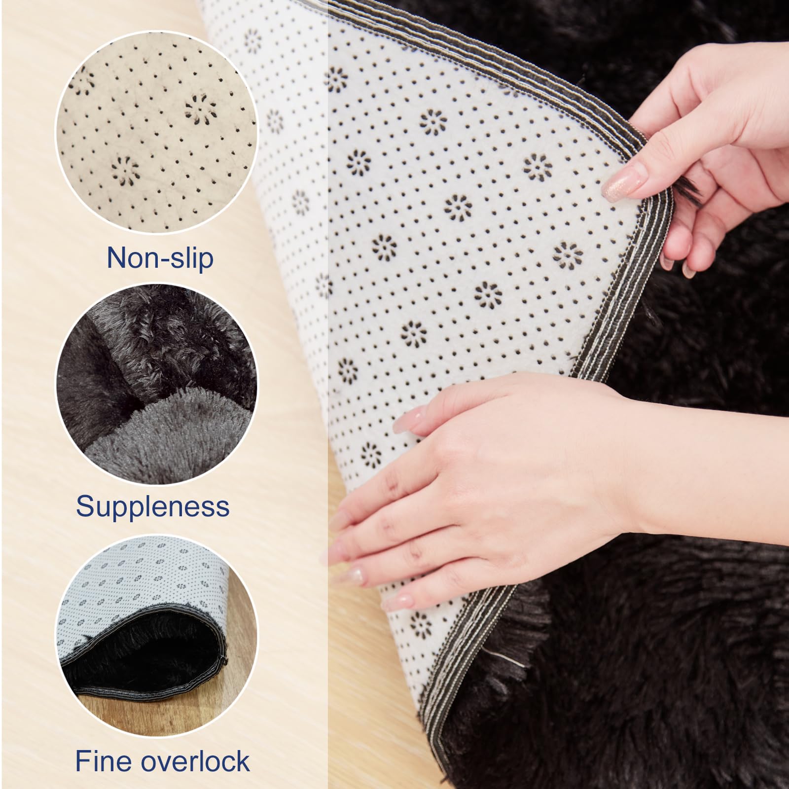 Glamtex 5x8 Fluffy Rugs, Area Rug, Soft and Comfortable, high-Density Sponge Fluffy Carpet, not Easy to Fall Off, Living Room and Bedroom Rug