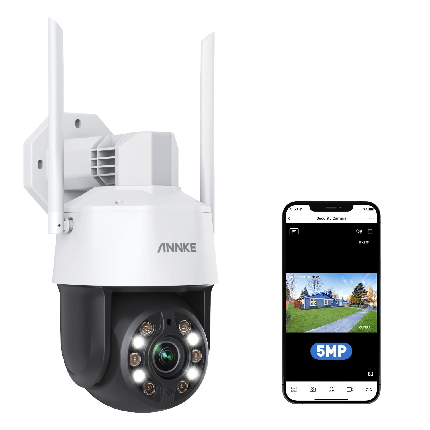ANNKE 5MP PTZ Outdoor Security Camera, 20X Optical Zoom Auto Tracking, 2.4GHZ WiFi Security Camera with AI Human Detection, Color Night Vision, Two Way Talk, Up to 128GB SD Card(Not Included)