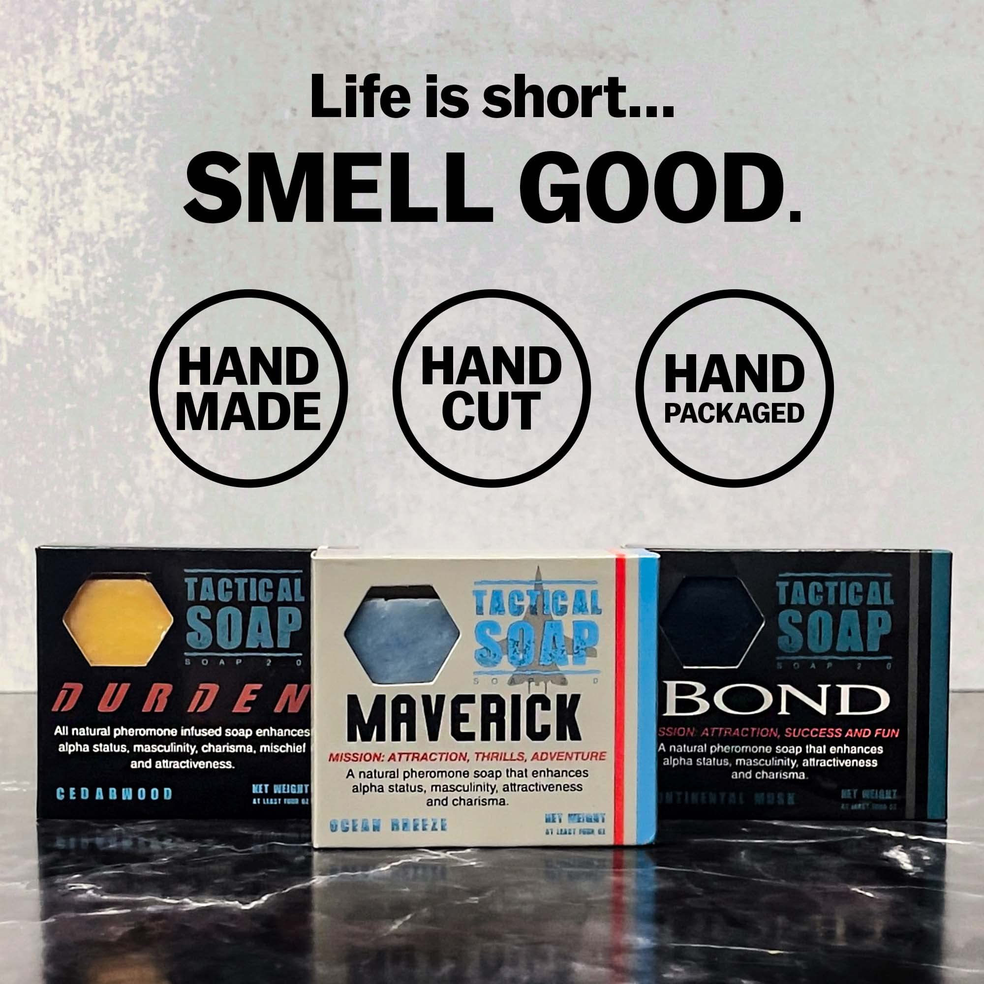 Tactical Soap All-Natural Men's Soap (3 bars) - Pheromone-Infused for Attraction, Exfoliating, Manly Bar Soap, 100% Natural, Made in the USA