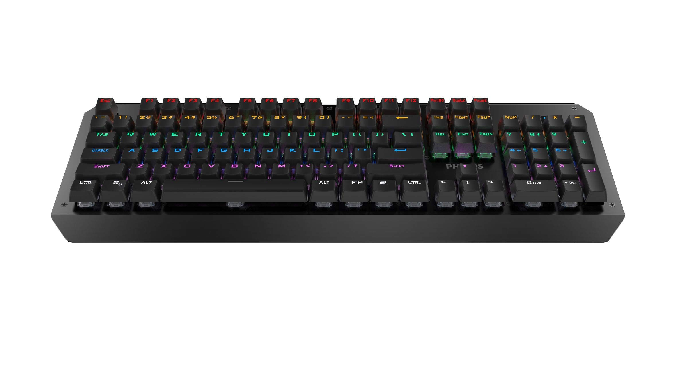 PHILIPS USB Mechanical Gaming Keyboard — RGB Ambiglow, High-Performance Blue Switches | Custom Backlit Keymaps, N-Key Rollover | Windows, Linux, Mac OS & Gaming Consoles (SPK8413)