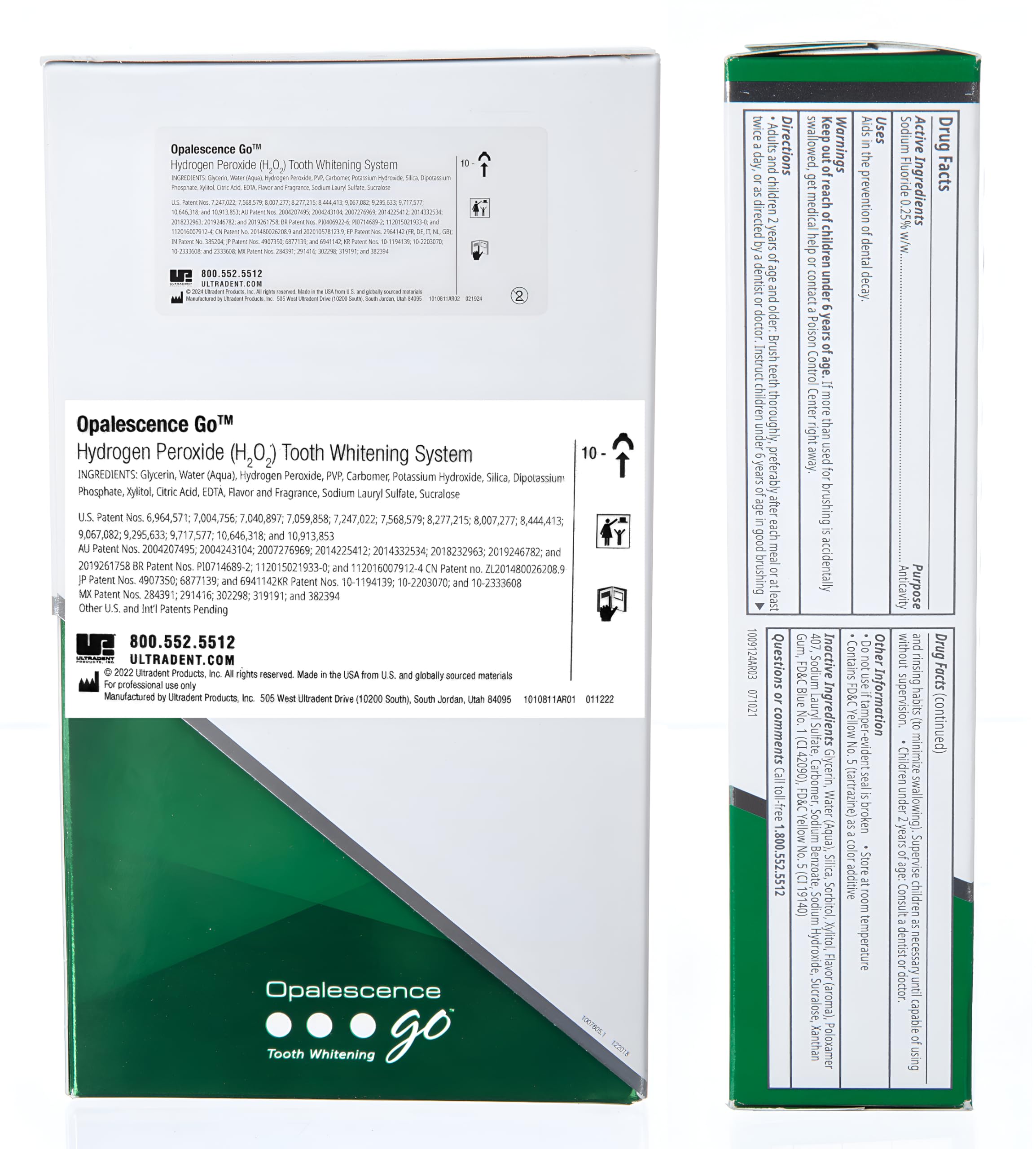 Opalescence GO 15% (10 Treatments) Original Prefilled Teeth Whitening Trays w/Travel Whitening Toothpaste 1.0 Oz. Hydrogen Peroxide - Cool Mint - Made by Ultradent.