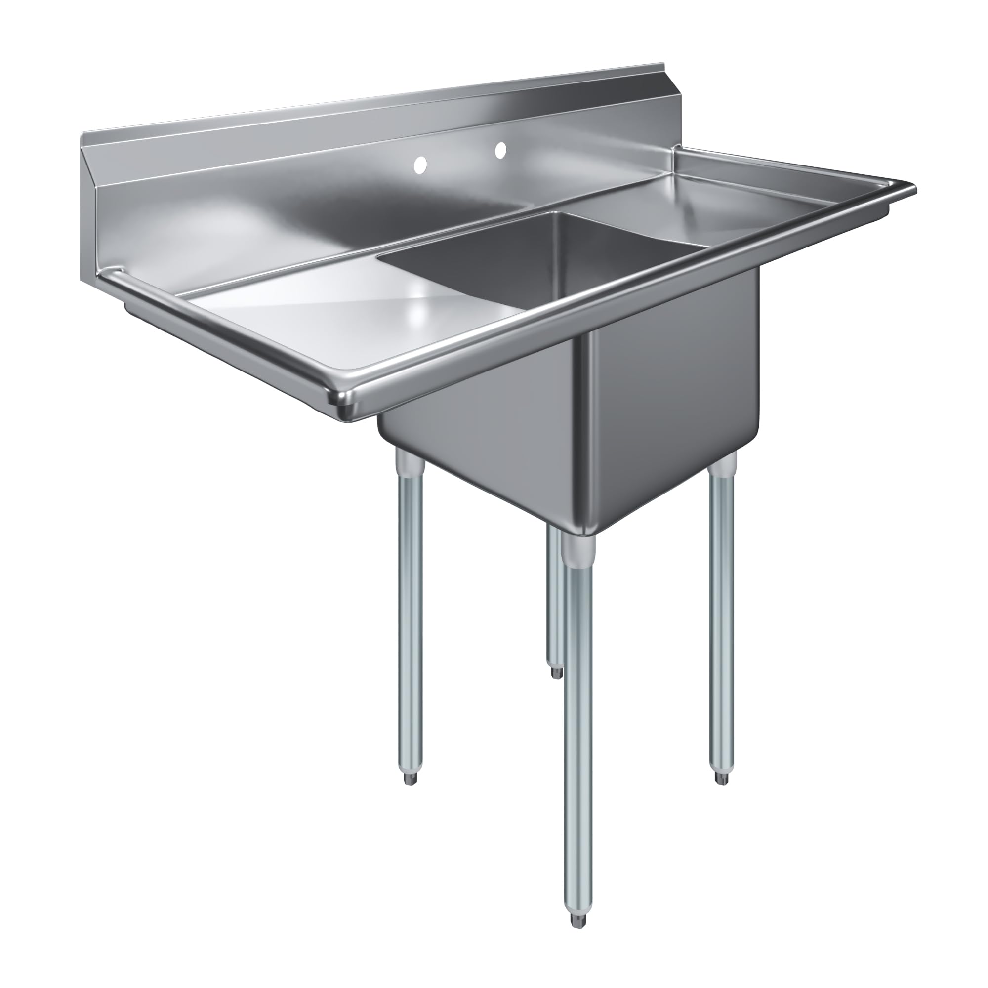 One Compartment Stainless Steel Commercial Kitchen Prep & Utility Sink with Left and Right Drainboards | Bowl Size 18" x 18" X 12" | NSF