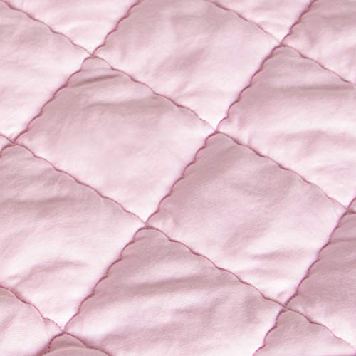 FLXXIE Machine Washable Microfiber Down Alternative Toddler Comforter, Super Soft and Lightweight Kids Crib Quilted Blanket for Stroller, Travel, 39x47 Inches, Pink