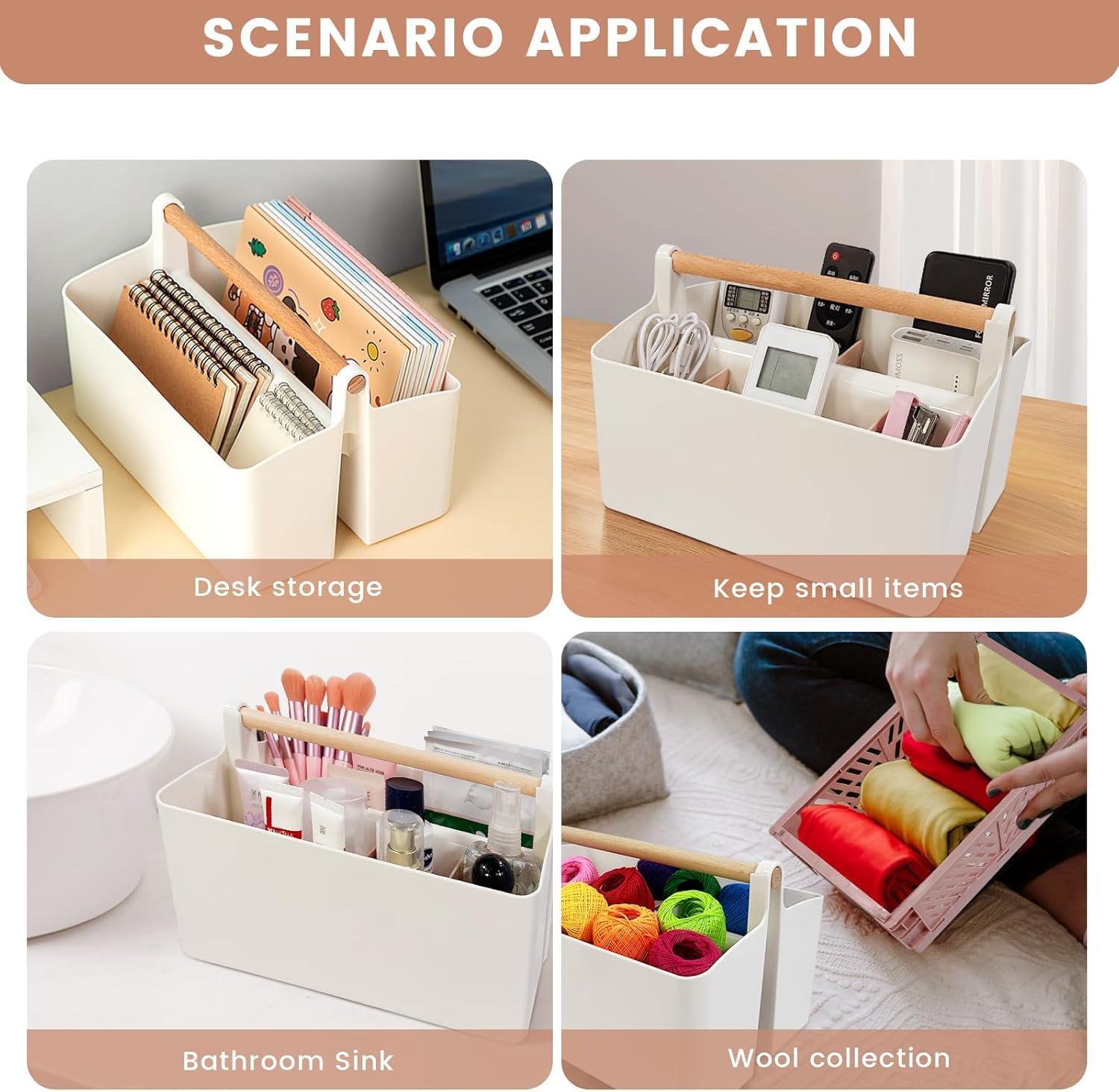 akisey 3 Pack Craft Organizers and Storage, Portable Plastic Art Caddy with Handle & 2 Foldable Art Supply Storage Box, Art Bin Craft Storage Organizer with Divider