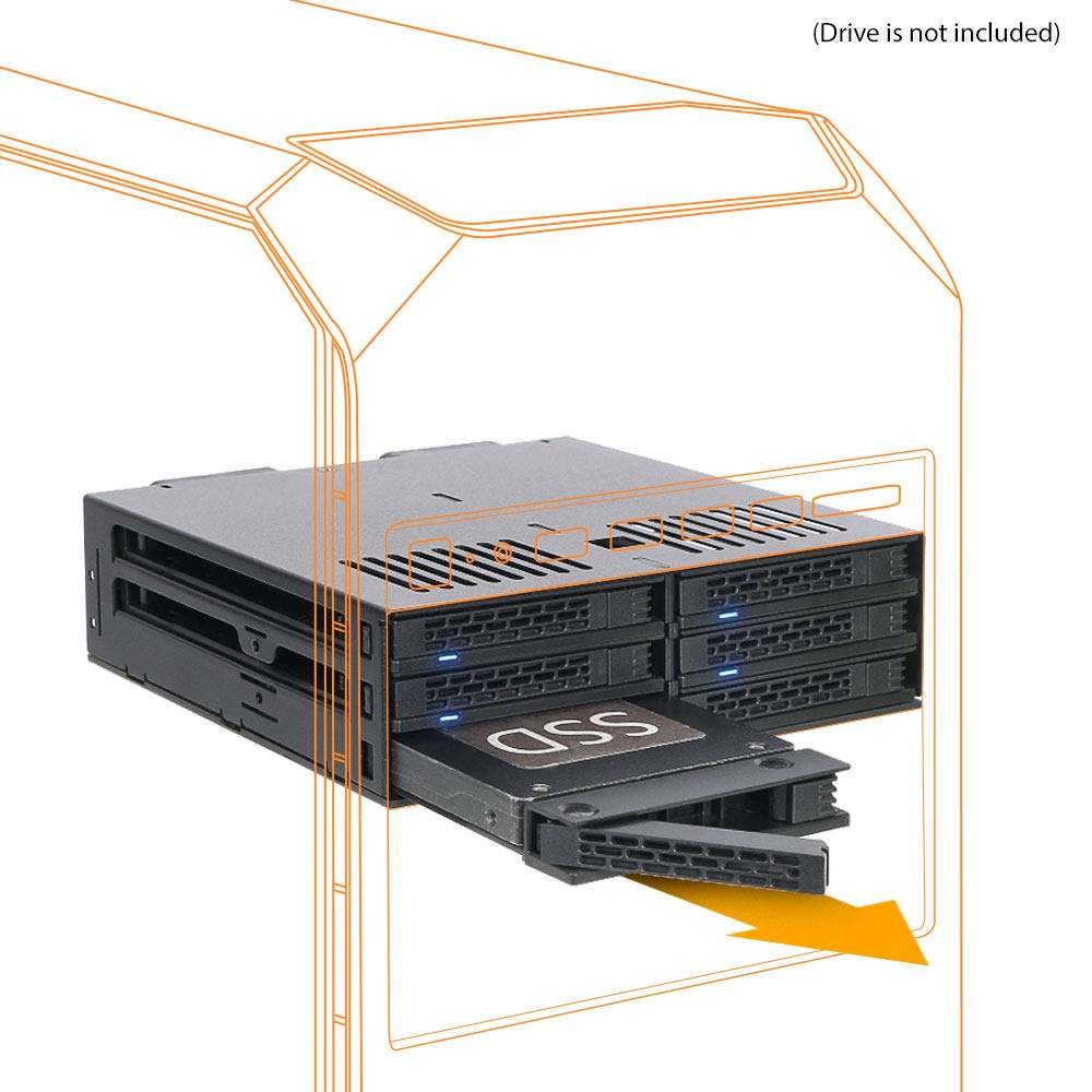 ICY DOCK 6 Bay 2.5β SATA HDD / SSD Hot Swap Tool-Less Backplane Enclosure with Dual Cooling Fan for 5.25β Bay | ExpressCage MB326SP-B