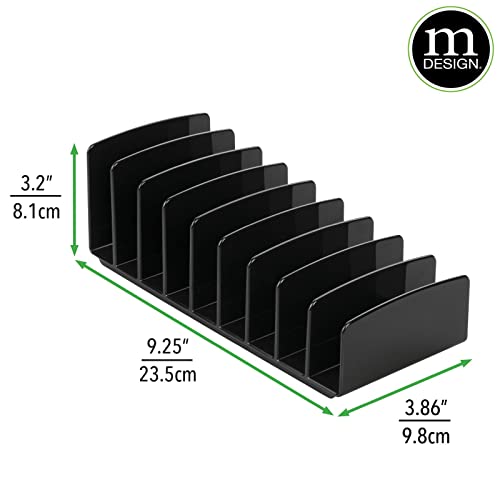 mDesign Plastic Divided Cosmetic Palette Organizer with 9 Sections - Makeup Storage for Bathroom Vanity, Cabinet, Drawer - Holds Eyeshadow, Blush, Powder - Lumiere Collection - Black