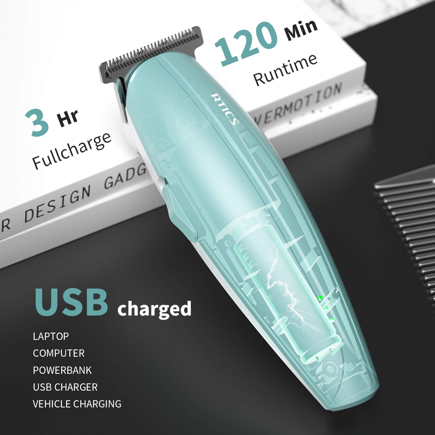 RTICS Hair Clippers for Slicked Hair, Cordless Rechargeable Safety Ceramic Blade Hair Trimmer, Low Noise Restoring Ancient Design Haircut Machine Kit for Men