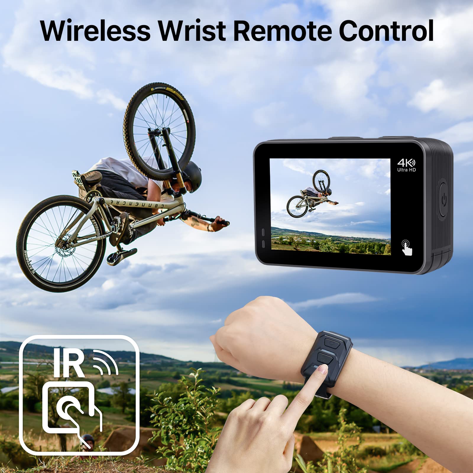 4K30FPS WiFi Action Camera Waterproof Camera, XTU 20MP Sports Camera with Dual Touch Screen Display, Vlog Camera EIS Remote Control 131 Feet Underwater 166° Wide Angle …