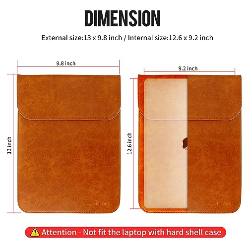 Allinside 13" Laptop Sleeve Compatible with MacBook Air 13 2018-2022 (M2 A2681 M1 A2337)/ MacBook Pro 13 2016-2022 (M2 A2686 M1 A2338 A2251 A2289 A2159), PU Leather Case, Brown