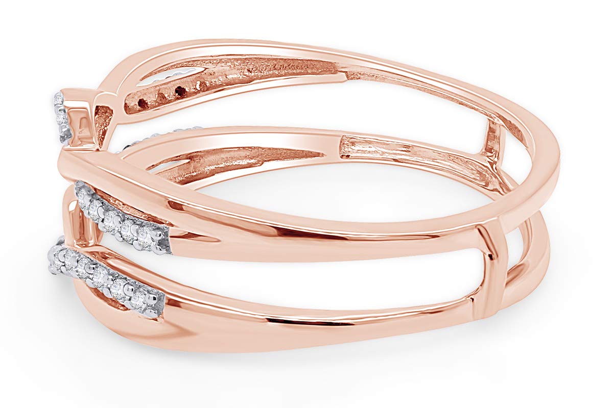 AFFY 0.30 Carat Round White Cubic Zirconia Enhancer Guard Ring 14K Rose Gold Over Sterling Silver