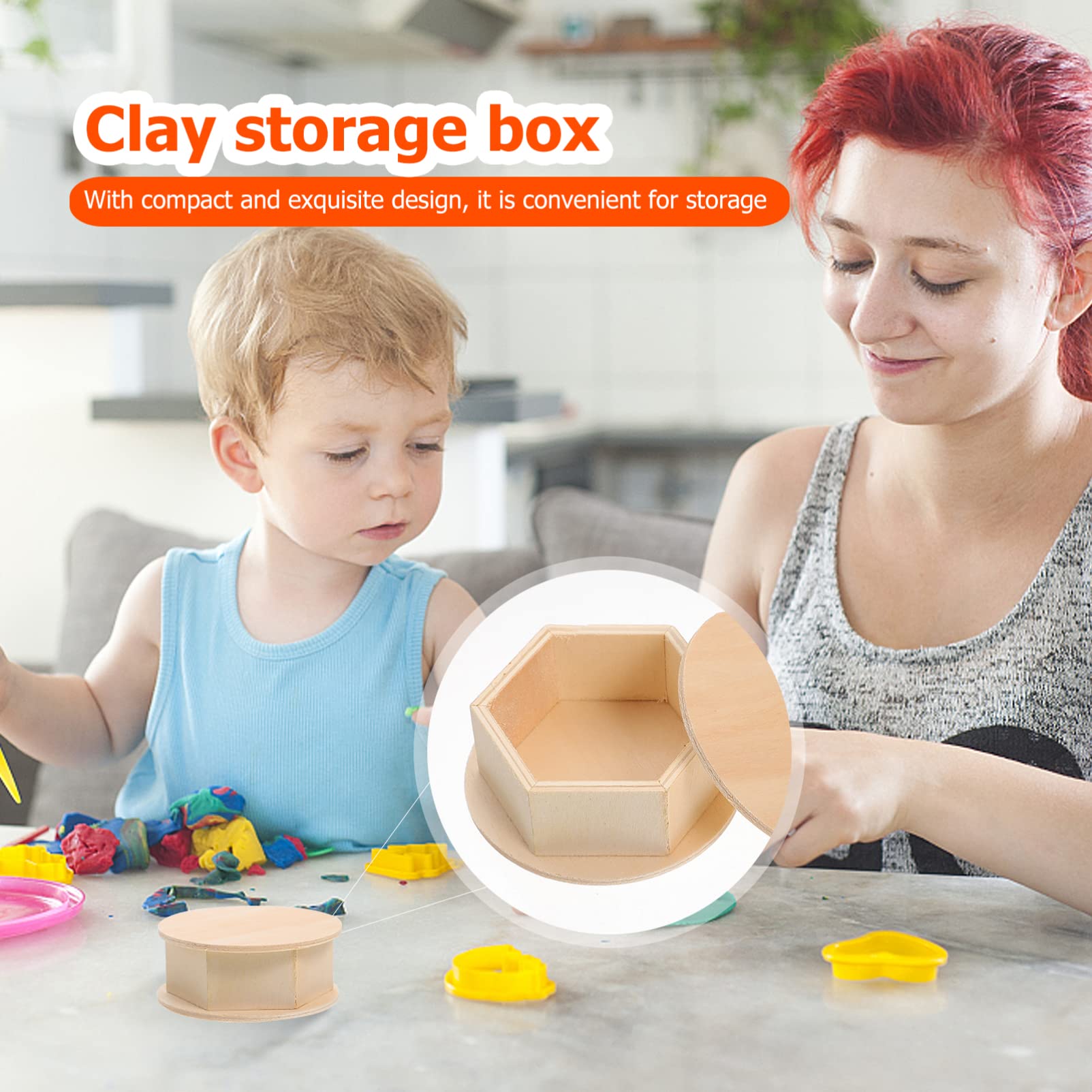 SEWACC 6 Pcs Diy Storage Box Small Containers Clay Storage Bins Simple Storage Holder Wood Storage Case Sundries Case Wood Organizing Container Wood Case Small Wooden Box Round