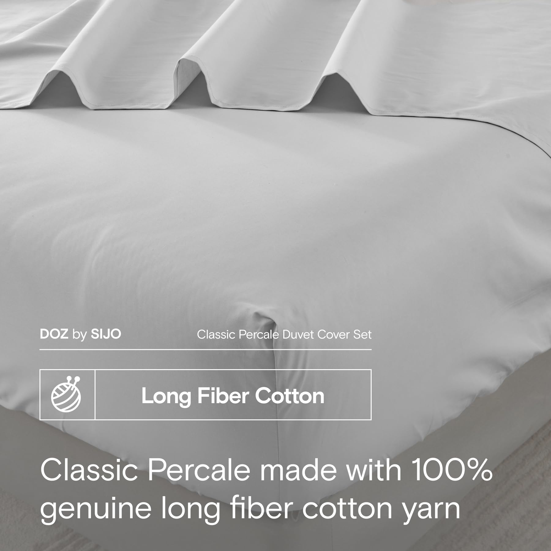 DOZ 100% Long Staple Cotton Duvet Cover Sets, Classic Crisp Percale Weave, Breathable, Matte Finish, Hotel Comfort, 106"x90", 8 Loops, 3pc β 2 Pillowcases 1 Duvet Cover (Dove, King/Cal King)