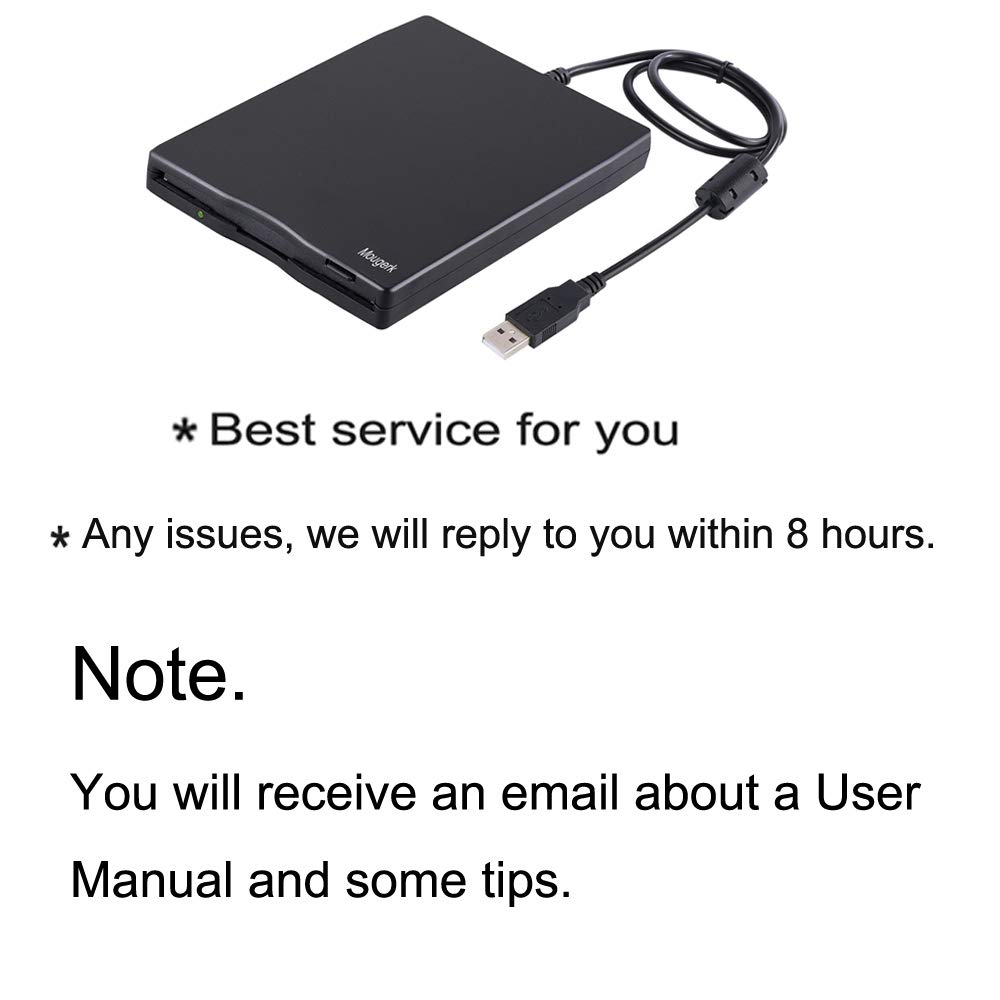 Mougerk USB Floppy Drive, 3.5" USB External Floppy Diskette Drive 1.44 MB FDD Portable USB Drive Plug and Play for Laptops Desktops and Notebooks (Black)
