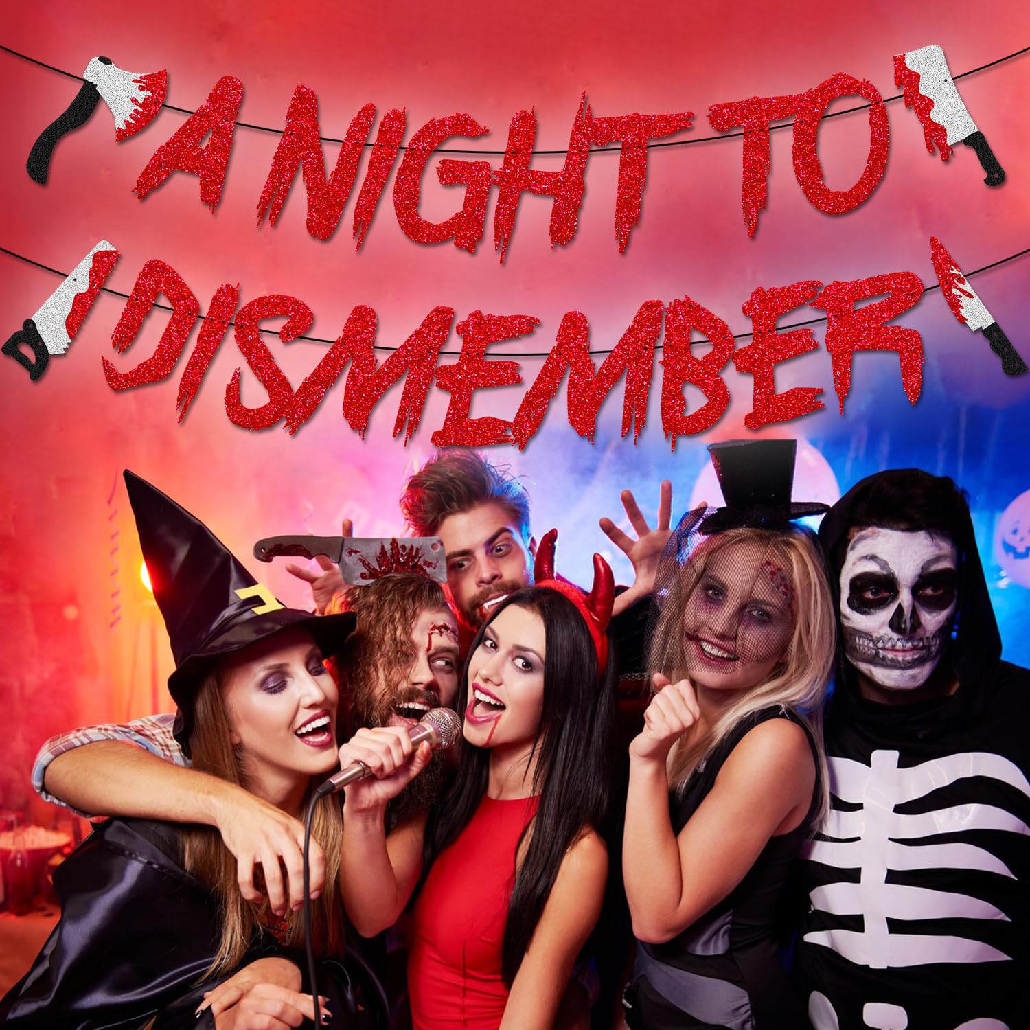 A Night To Dismember Banner Halloween Party Decorations for Haunted House Horror Scary Theme Halloween Have A Killer Party Supplies