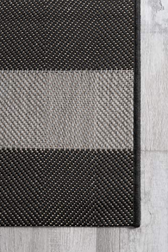 nuLOOM Haylie Chevron Striped Indoor/Outdoor Area Rug, 8' Square, Black