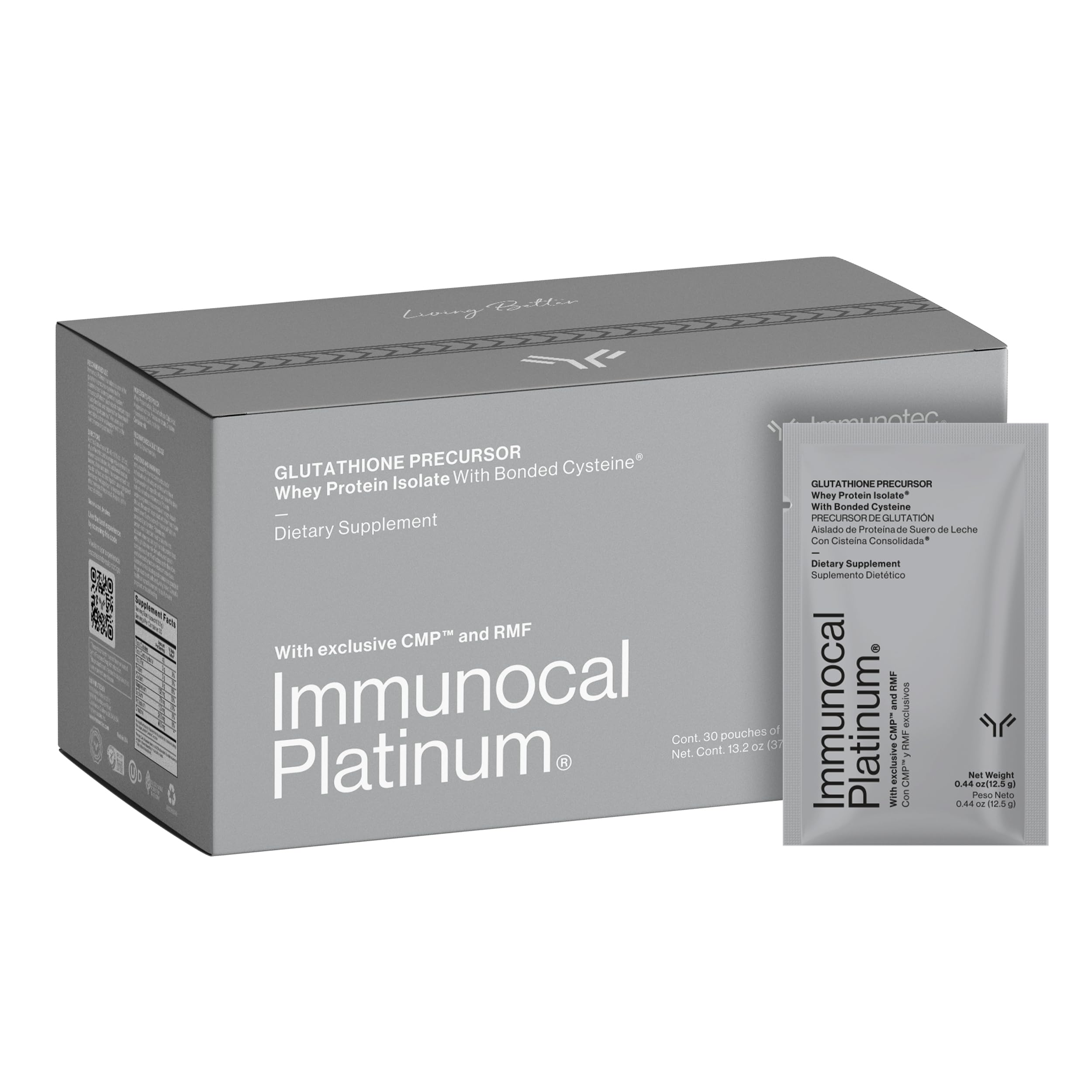 Immunocal Platinum Glutathione Precursor – Whey Protein Isolate, Anti-Aging, Skin + Cell Renewal, Immune Support, Detox + Bone Support | Fat and Sugar Free, Lactose-Intolerant Friendly | 30 Servings