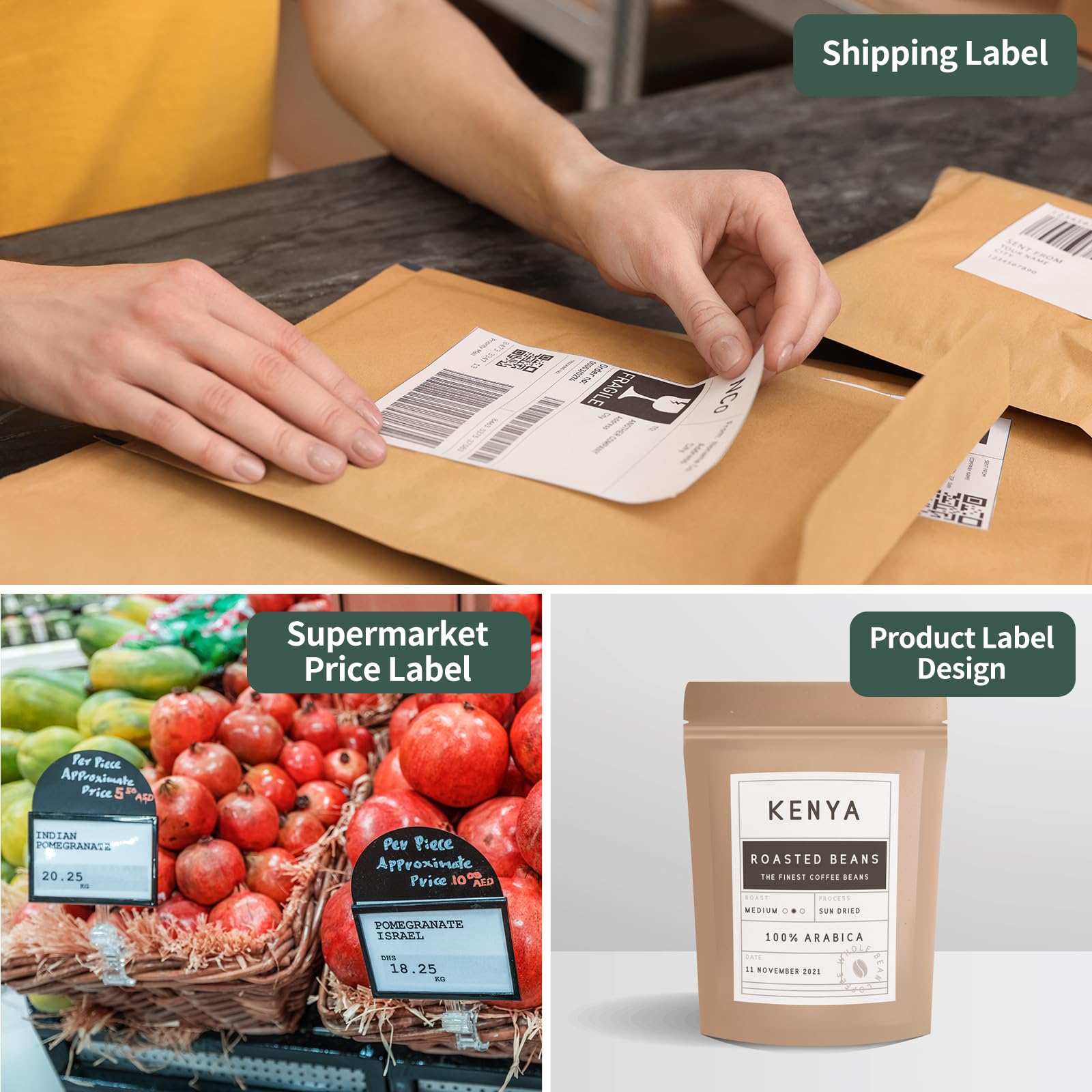 4x6 Direct Thermal Labels 20 Rolls, BESTIKER Thermal Shipping Label Roll of 250 Labels Compatible Zebra 2844 Rollo Thermal Printer 4x6 Label with Perforated Line (1β Core) - Total 5000 Labels