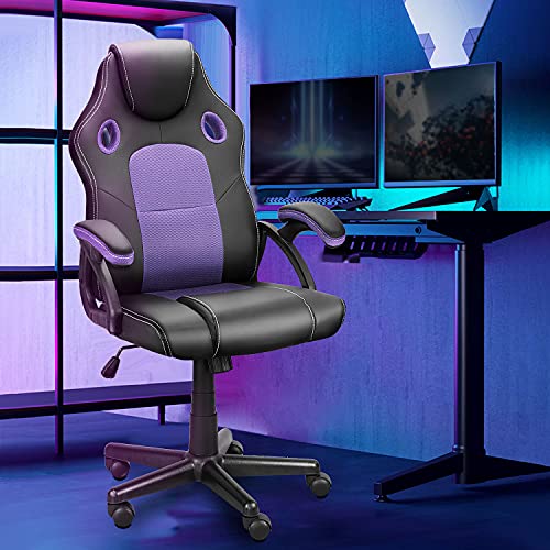 DualThunder Gaming Chairs, Home Office Desk Chairs Clearance, Comfortable Cheap Gaming Office Chairs, Computer Chairs Video Game Chairs, Gaming Chairs for Teens Gamer, Swivel Rolling Chairs, Purple