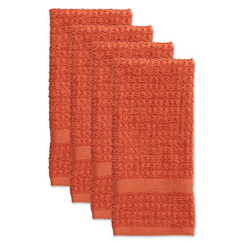 DII Basic Terry Collection Waffle Dishtowel Set, 15x26, Solid Spice, 4 Piece