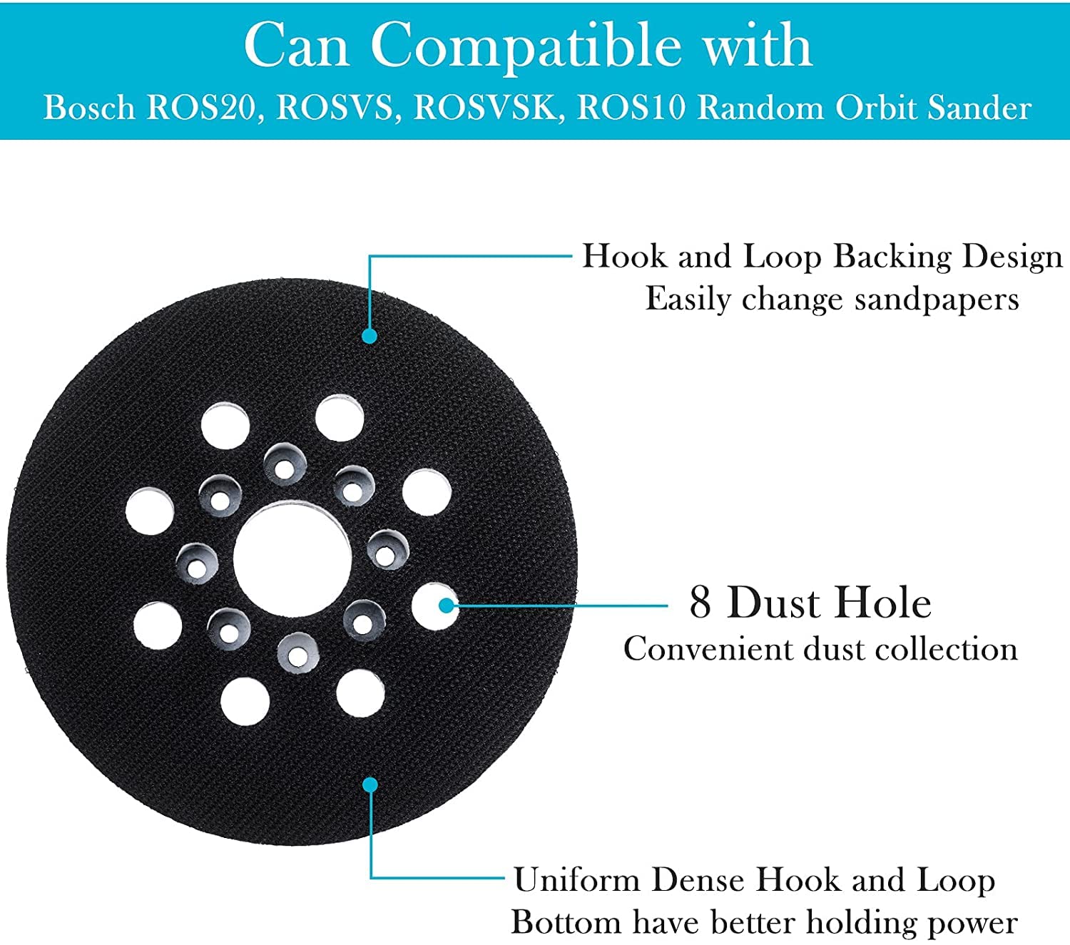 5β RS035 Sanding Pad Replacement,Compatible with Bosch Orbital Sander ROS20VS, ROS20VSC, ROS20VSK, ROS20, ROS10,Hook & Loop Sanding Backing Pad,Pack of 2