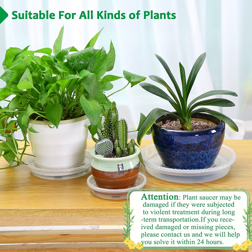 9 Pack of 5''& 7''& 9'' Clear Plant Saucer Drip Trays, Plant Tray for Pots & Plastic Plant Saucer,Made of Thicker & Stronger Plastic with Large Capacity Design (5 Inch x3+7 Inch x 3+9 Inch x 3)