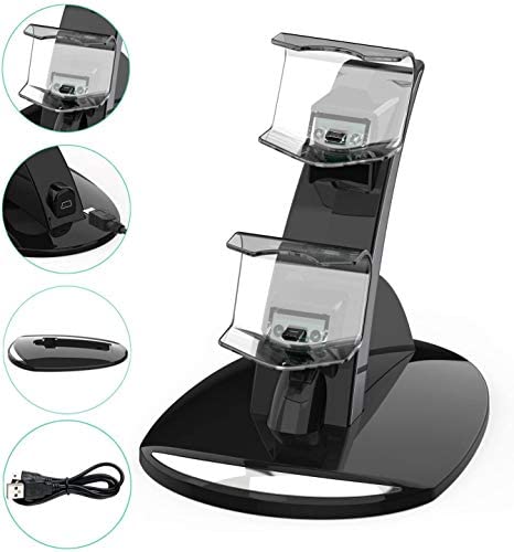 Charger Charging Station,Poulep Charging Station for Xbox One, Dual Charger Stand Compatible With for Xbox One/S(Black)