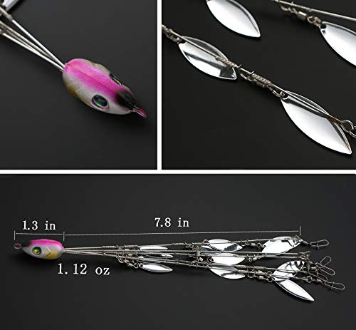 5 Arms Alabama Umbrella Rig Fishing Ultralight Tripod Bass Lures Bait Kit Junior Ultralight Willow Blade Multi-Lure Rig (12 blade kit (48pcs))