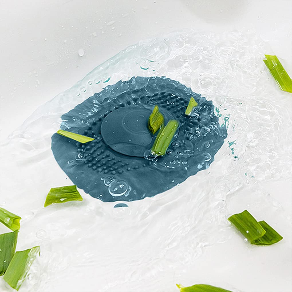 Hair Catcher Durable Silicone Hair Stopper Shower Drain Covers Easy to Install and Clean Suit for Bathroom Bathtub and Kitchen 1 Pack, Blue
