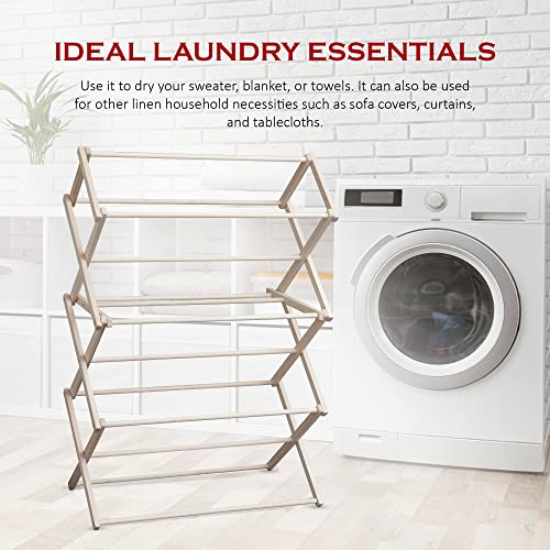 Peaceful Classics Wooden Laundry Rack - Amish Handmade Wooden Clothes Drying Rack - Foldable Drying Rack for Towel, Blanket, Linen Household Essentials - for Indoor Or Outdoor Use (52" x 36" x 16")