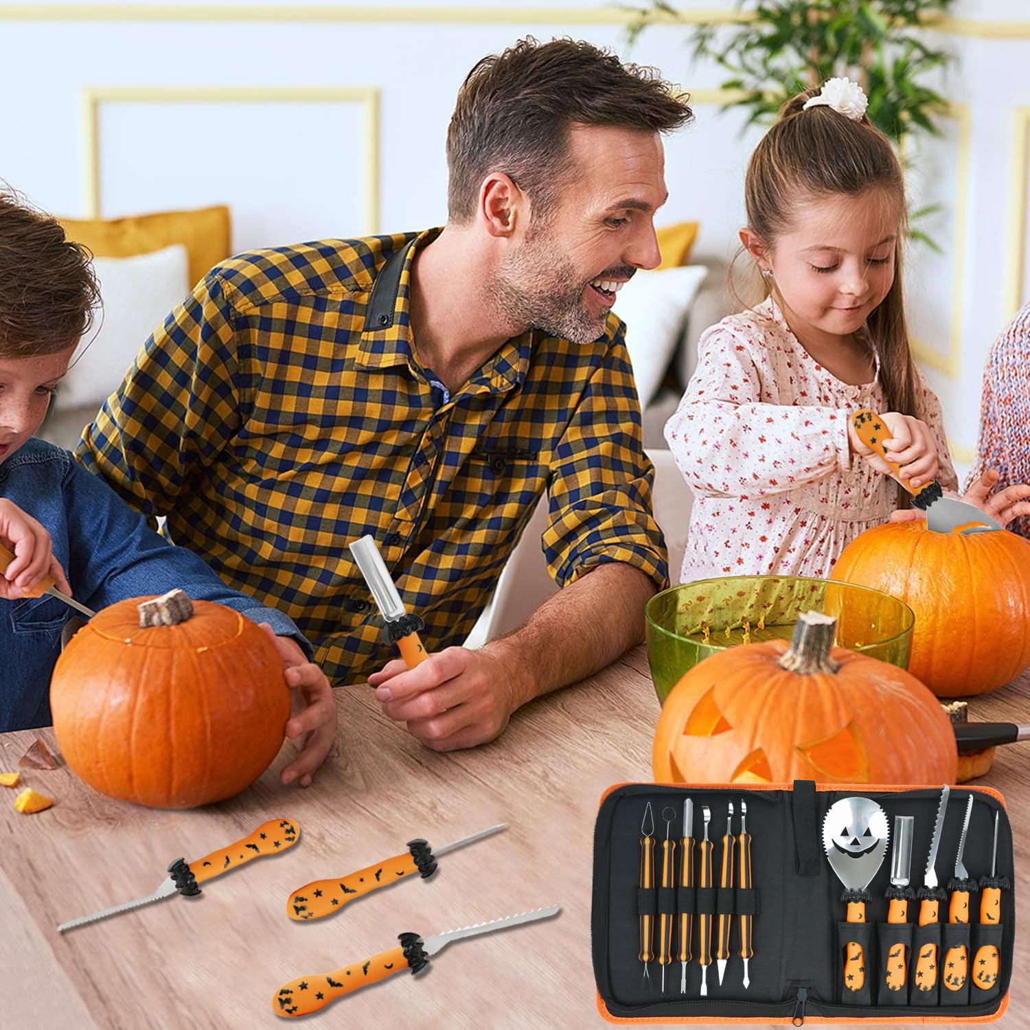 NDLBS Pumpkin Carving Tools Halloween 11 Pcs Professional Pumpkin Carving Set with Storage Bag Upgraded Pumpkin Carving Kit for Halloween Decorations Jack-O-Lanterns Pumpkins