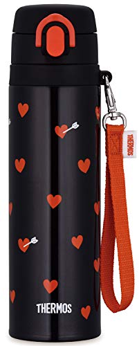 Thermos JNT-551 BKR Water Bottle, Vacuum Insulated Travel Mug, 16.9 fl oz (550 ml), Black Red