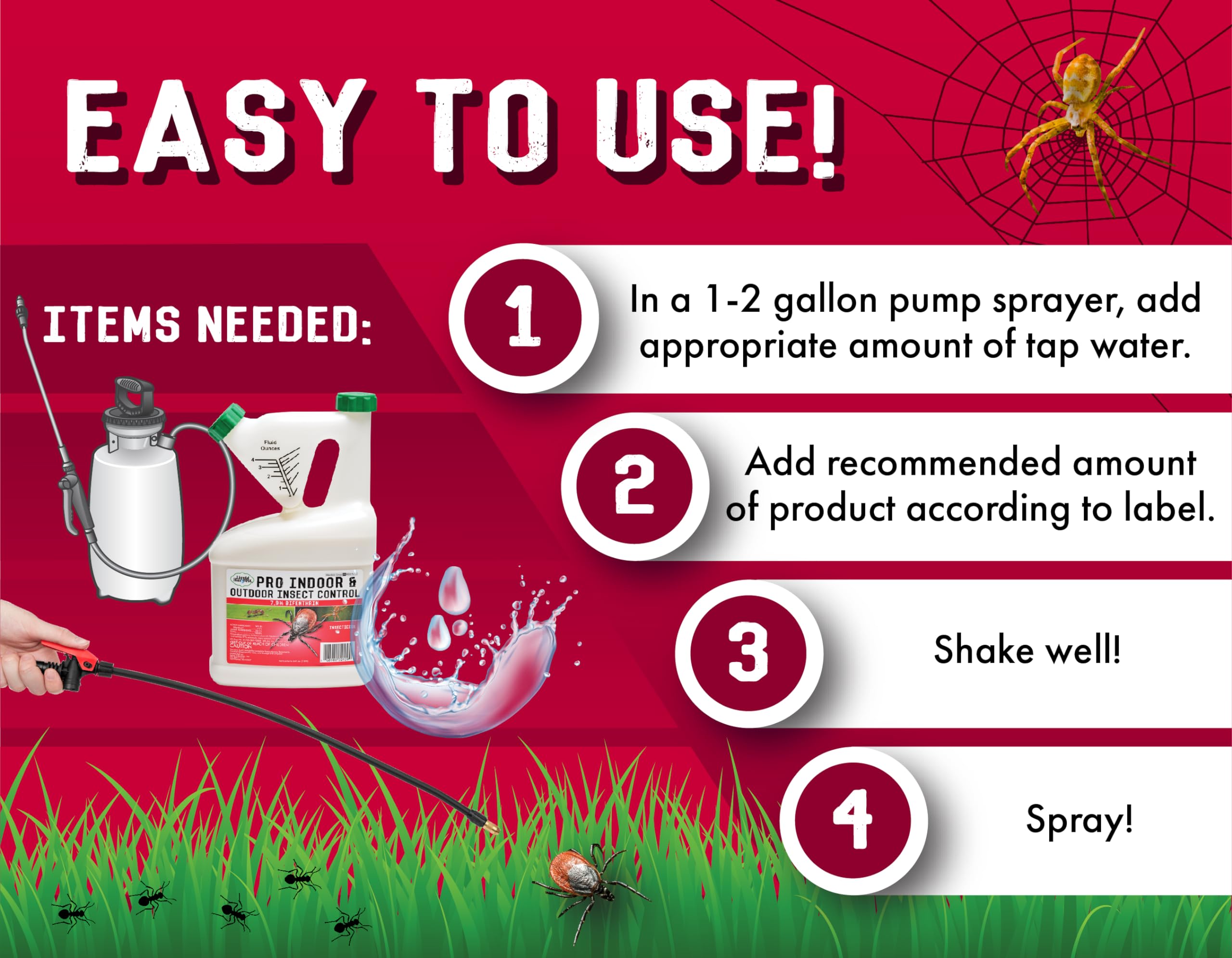 7.9% Bifenthrin Insecticide - 64 Ounces - (Compare to Leading Brands) β Professional Indoor & Outdoor Insect Control - Kills on Contact - Fire Ants, Ticks, Gnats, Fleas & More