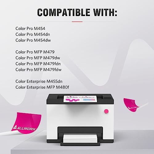 ALLWORK 414A [with Chip] Remanufactured Toner Cartridge Replacement for HP 414A 414X W2020A W2021A W2022A W2023A Work with HP Color Pro M454dn M454dw MFP M479dw M479fdn M479fdw M455dn M480f 4 Packs