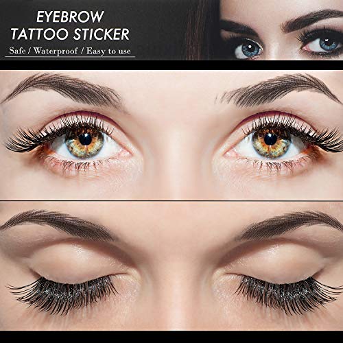 6 Sheets 4D Hair-Like Waterproof Eyebrow Tattoos Stickers Eyebrow Transfers Stickers Temporary Brow Tattoo Peel Off Grooming Shaping Eyebrow Sticker in Arch Style, 66 Pairs Black (High Arch Eyebrow)